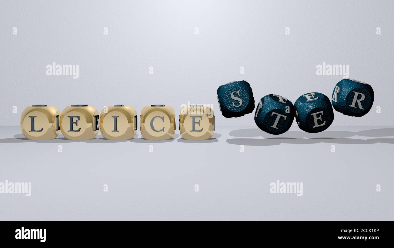 leicester dancing cubic letters, 3D illustration Stock Photo - Alamy
