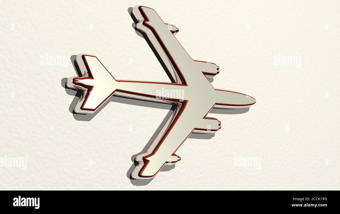 aeroplane 3D drawing icon, 3D illustration Stock Photo - Alamy