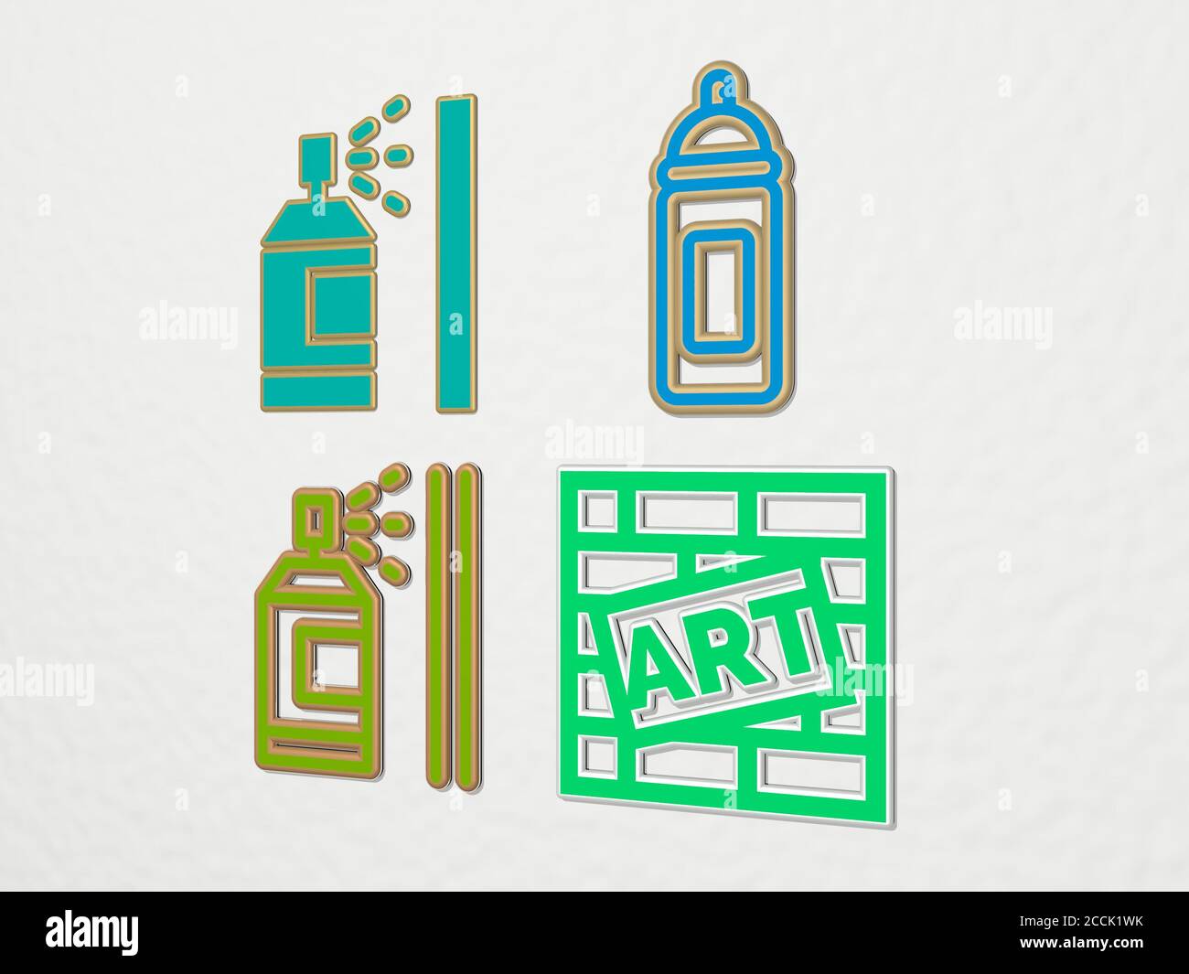 GRAFFITI 4 icons set, 3D illustration Stock Photo - Alamy