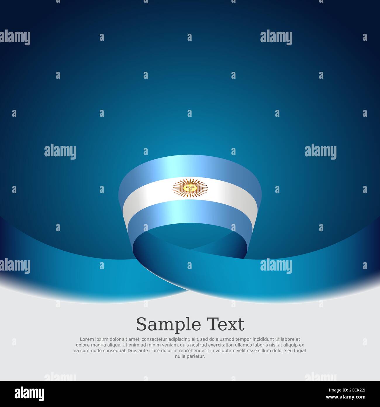 Argentina flag background. Wavy ribbon argentina flag colors on a blue ...