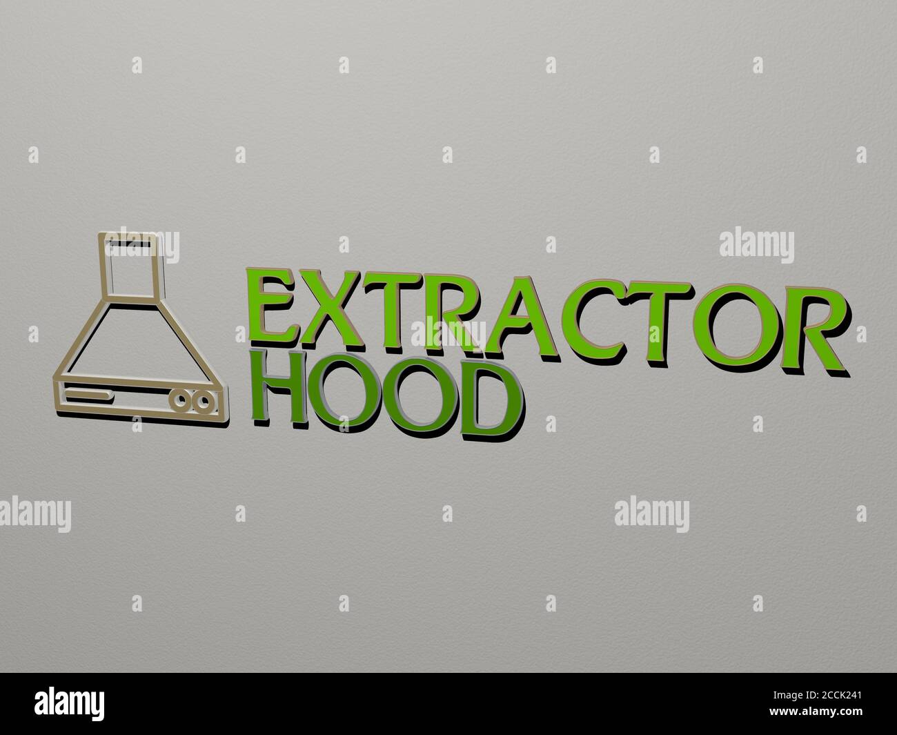 EXTRACTOR HOOD icon and text on the wall, 3D illustration Stock Photo ...
