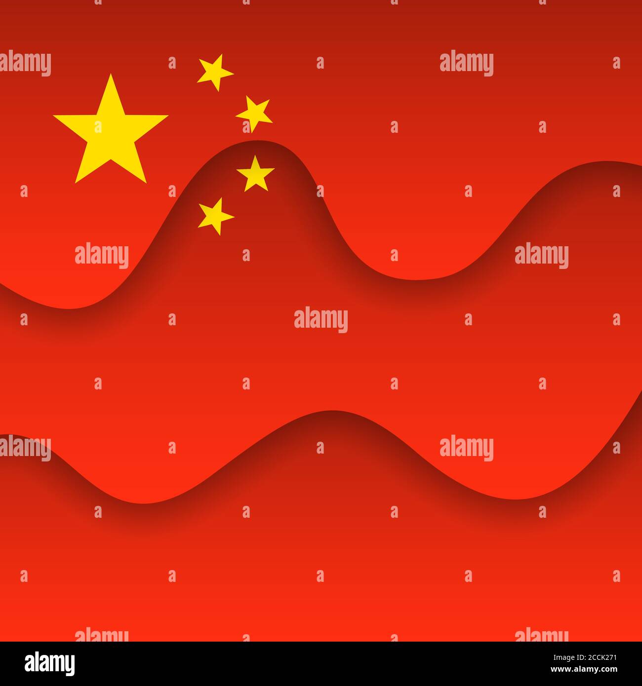 Abstract waving china flag. Paper cut style. Creative background for ...
