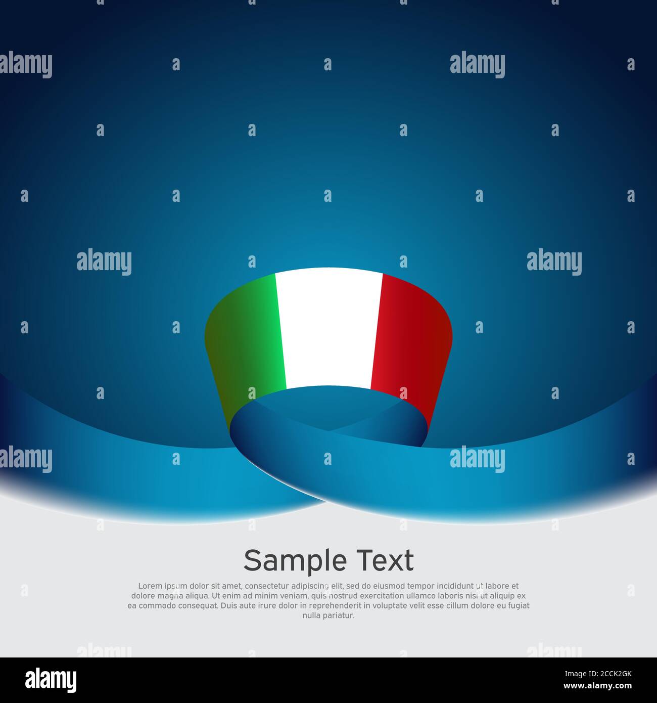 Italy flag background. Wavy ribbon color flag of italy on a blue white ...