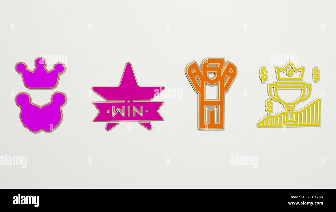 WINNER 4 icons set, 3D illustration Stock Photo - Alamy