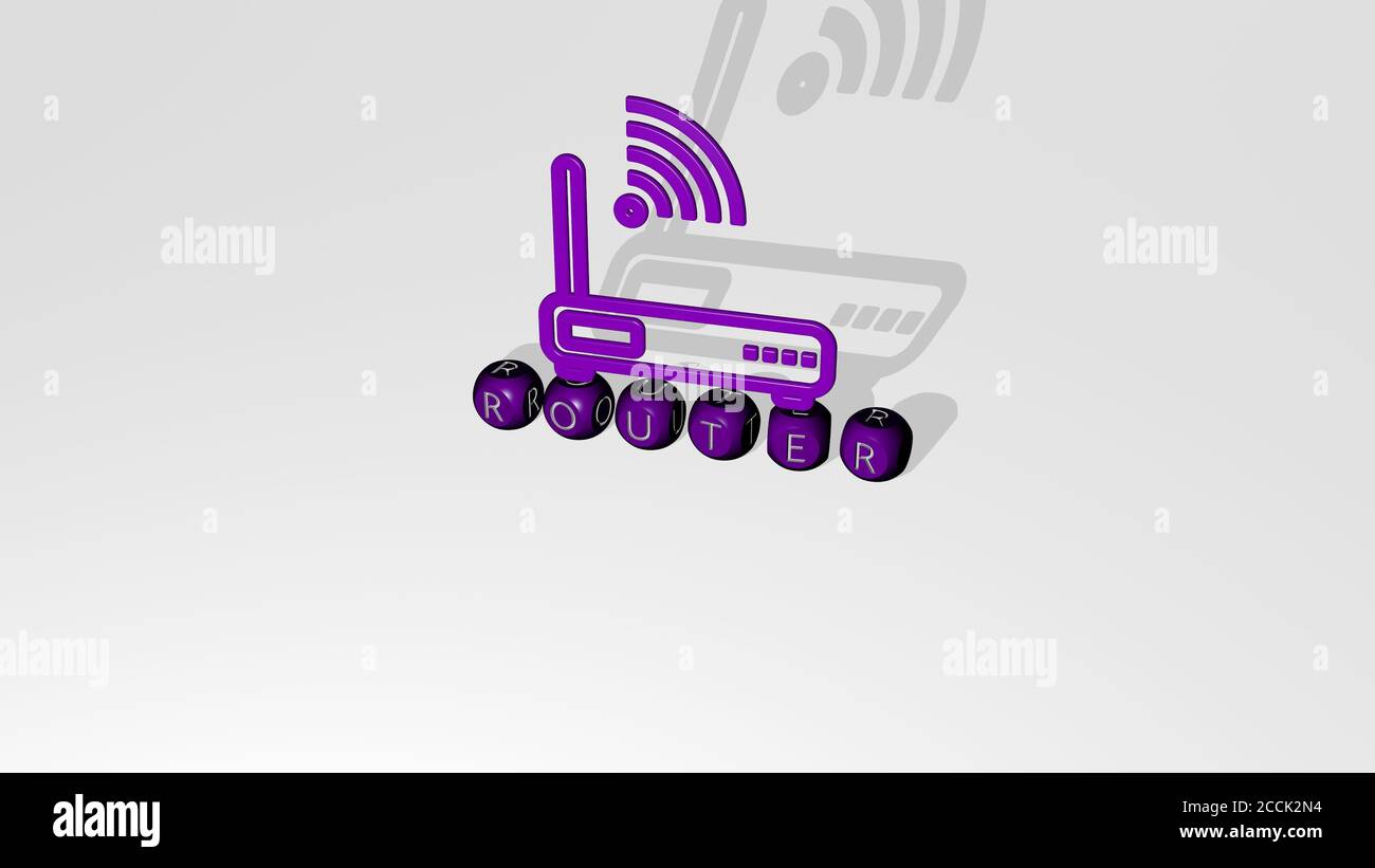 router 3D icon over cubic letters, 3D illustration Stock Photo - Alamy