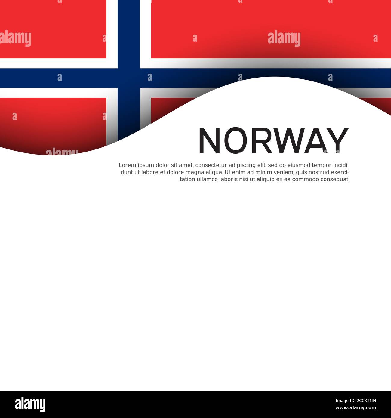 Norway flag on a white wavy background. Business booklet. State ...