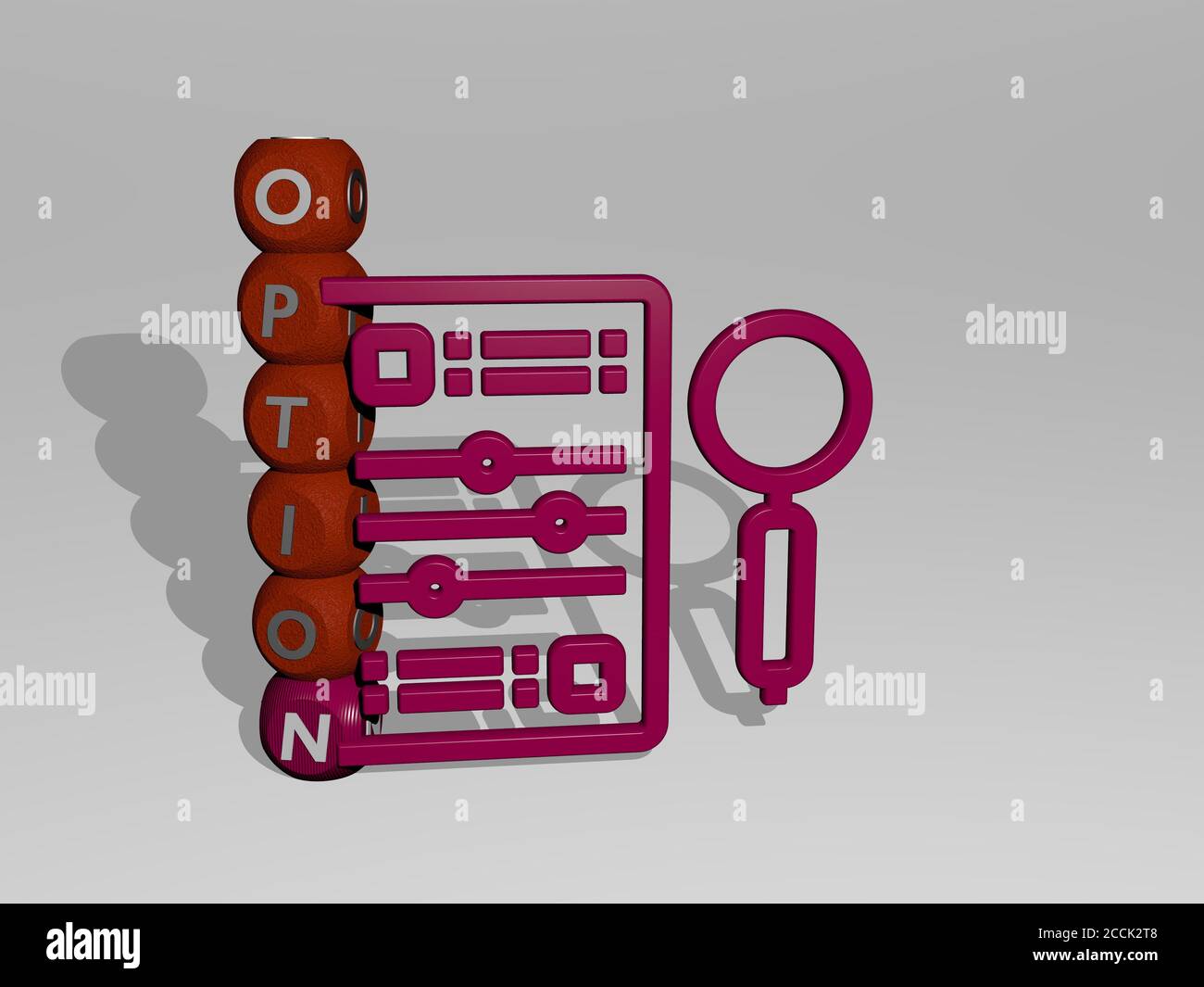 OPTION 3D icon and dice letter text, 3D illustration Stock Photo - Alamy