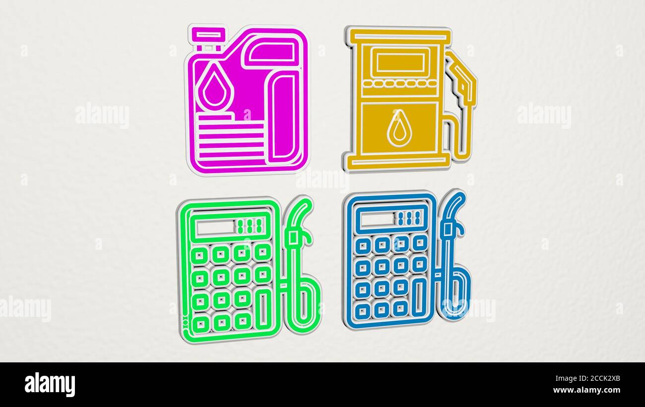 fuel colorful set of icons, 3D illustration Stock Photo - Alamy