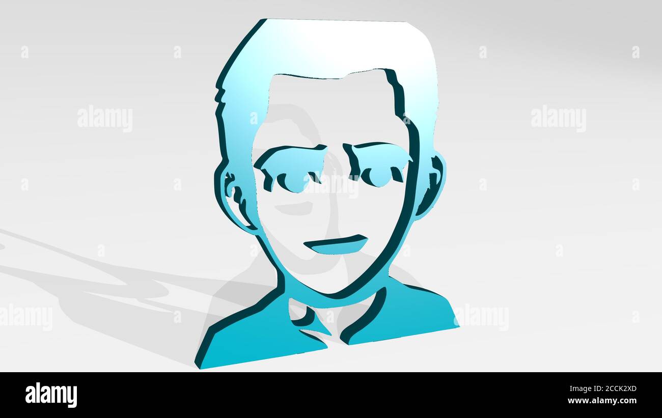 BOY PORTRAIT 3D drawing icon on white floor, 3D illustration Stock ...