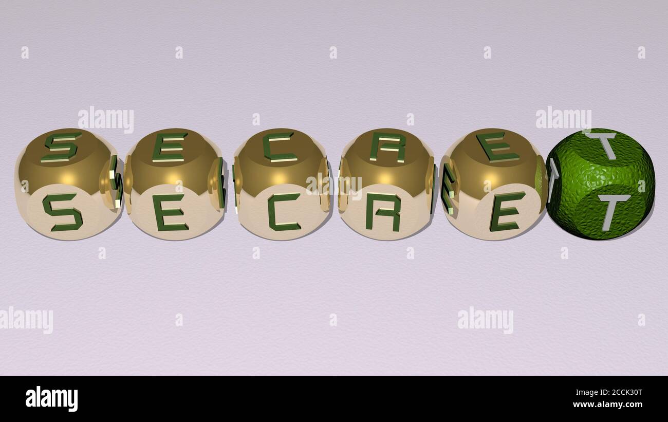 secret text by cubic dice letters, 3D illustration Stock Photo - Alamy