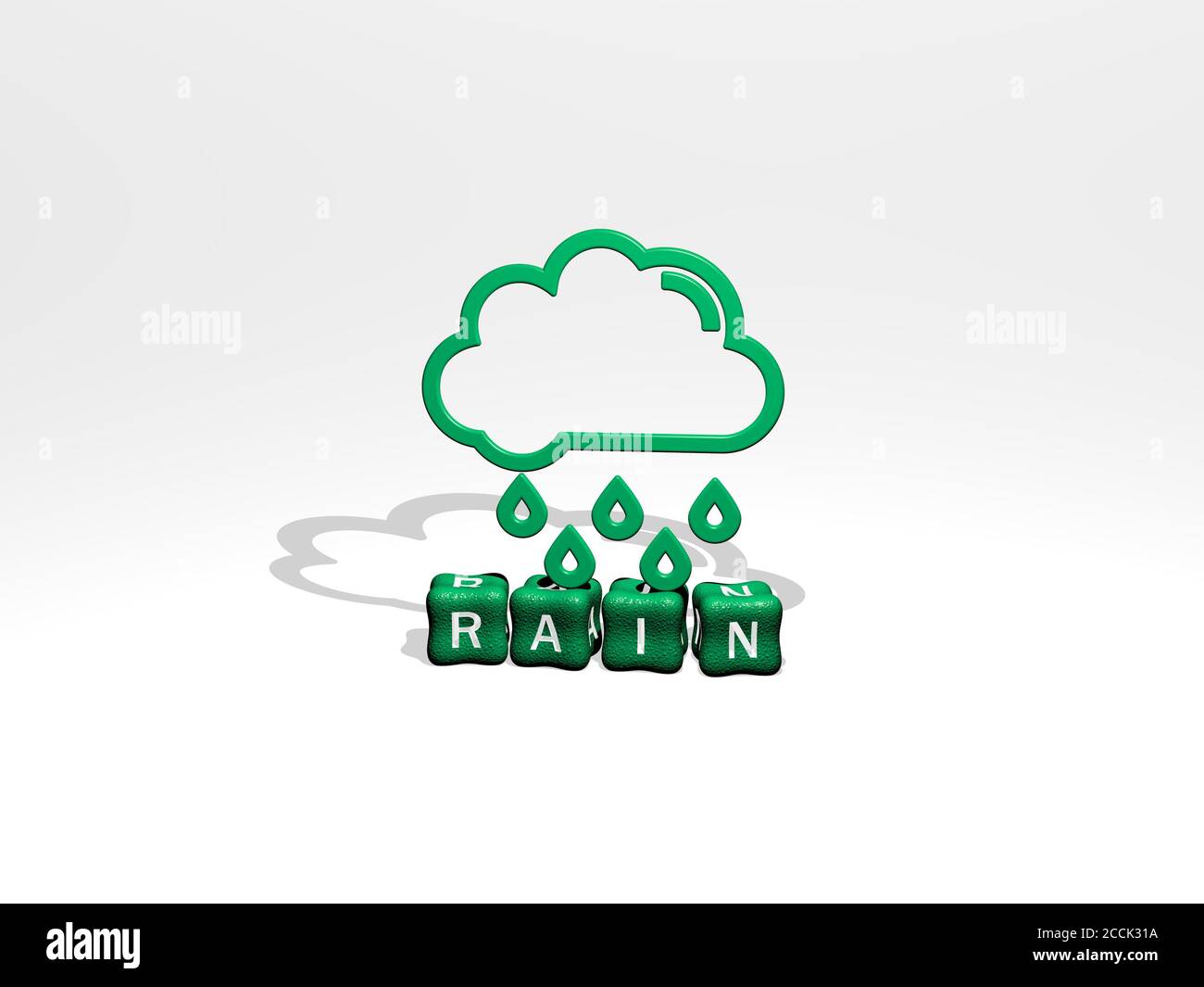 rain 3D icon on cubic text, 3D illustration Stock Photo - Alamy