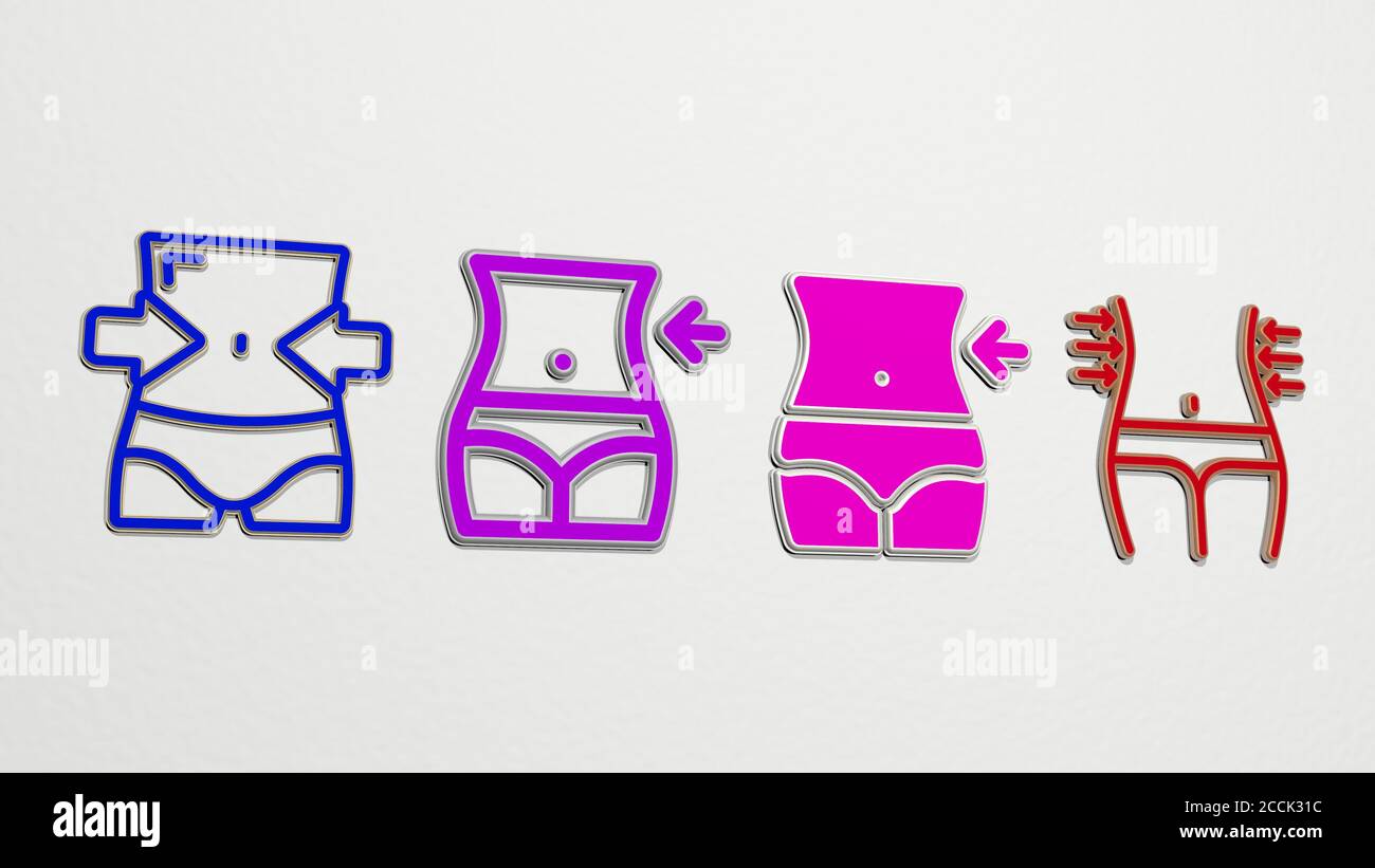 WAIST 4 icons set, 3D illustration Stock Photo - Alamy