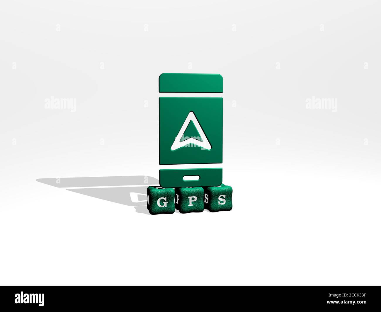 gps 3D icon on cubic text, 3D illustration Stock Photo - Alamy