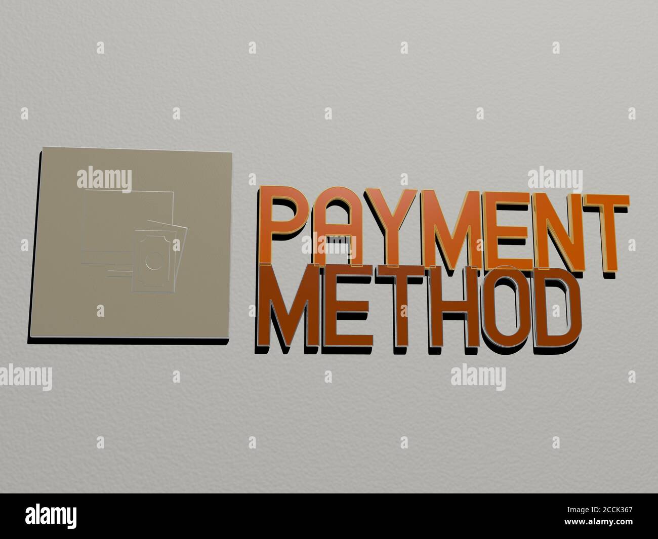 PAYMENT METHOD icon and text on the wall, 3D illustration Stock Photo ...