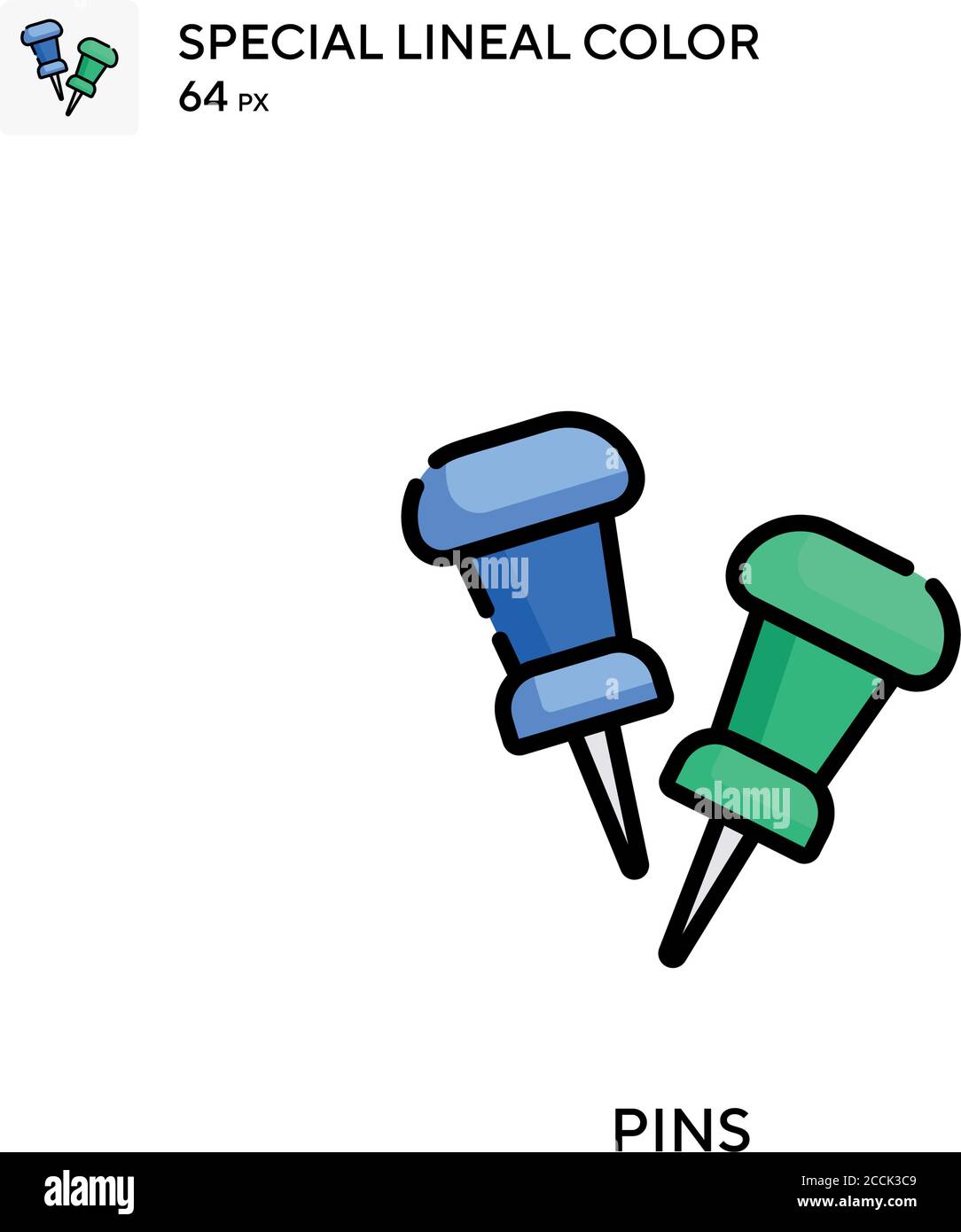 Pins Special lineal color icon. Illustration symbol design template for ...