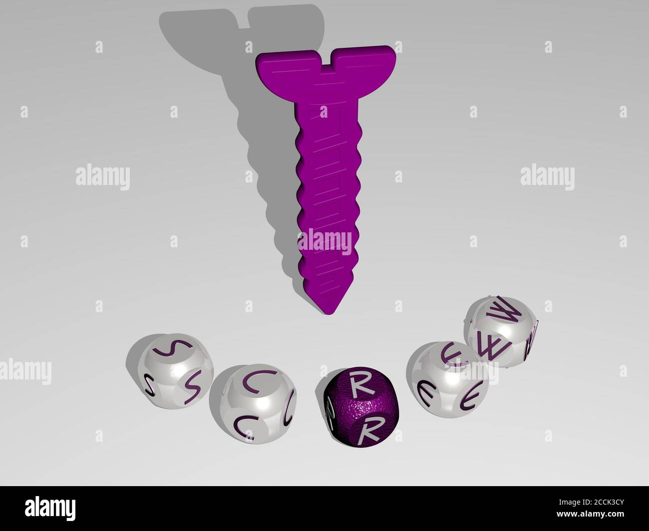 SCREW round text of cubic letters around 3D icon, 3D illustration Stock ...