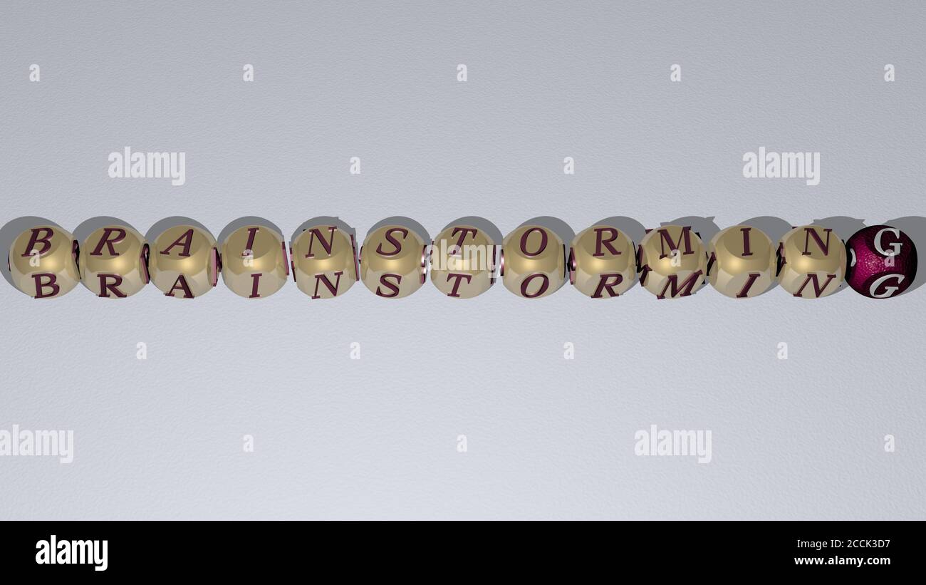 brainstorming text by cubic dice letters, 3D illustration Stock Photo ...