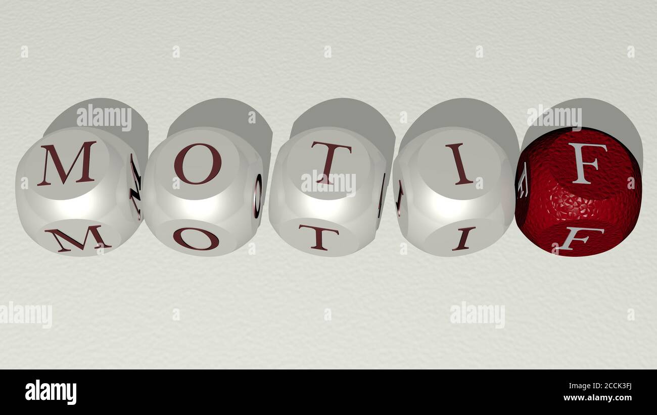 MOTIF text by cubic dice letters, 3D illustration Stock Photo - Alamy