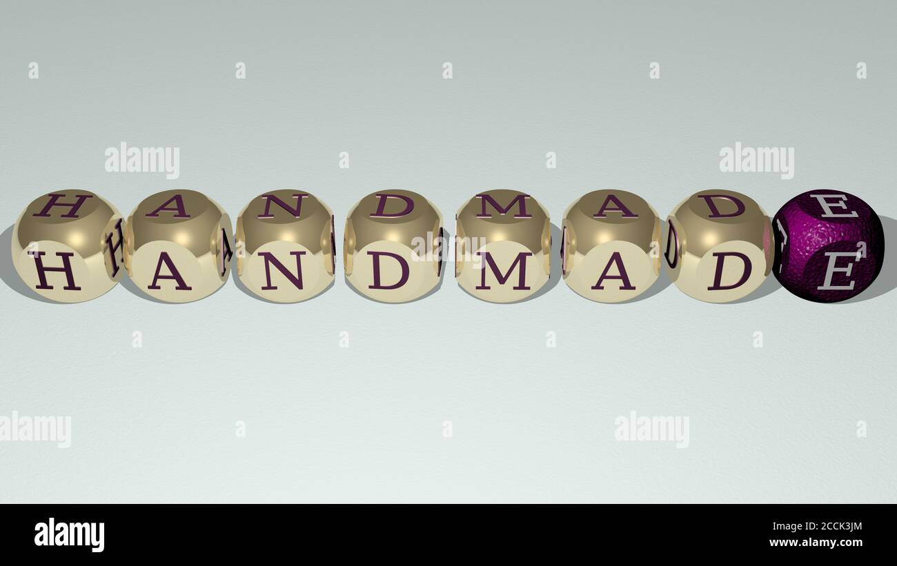 HANDMADE text by cubic dice letters, 3D illustration Stock Photo - Alamy