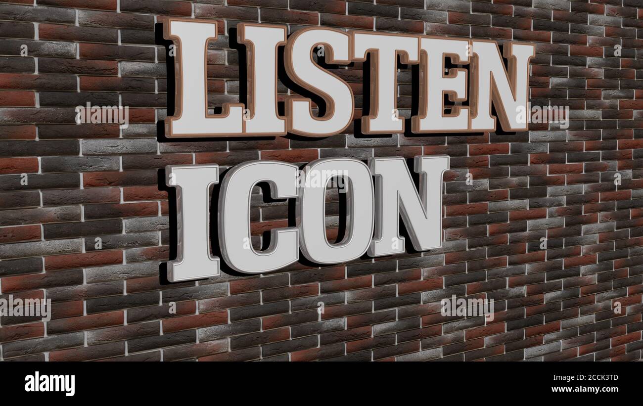 LISTEN ICON text on textured wall, 3D illustration Stock Photo - Alamy