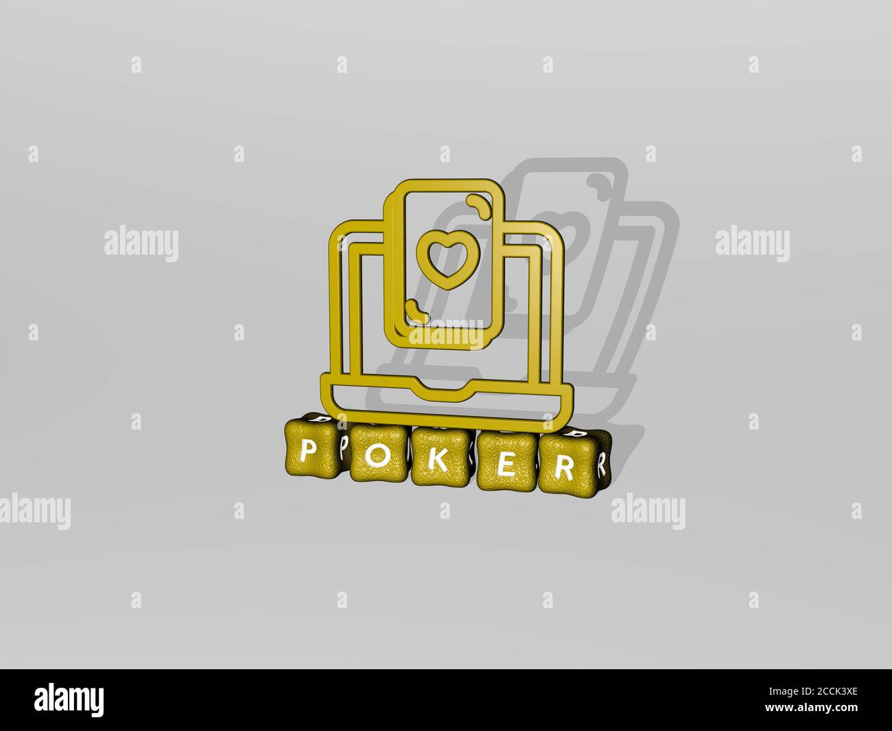 poker 3D icon on cubic text, 3D illustration Stock Photo - Alamy