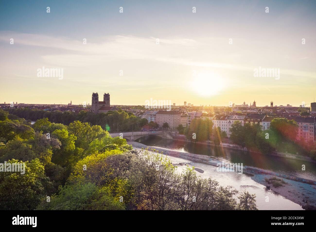 Aerial view of Munich during sunset, Bavaria, Munich Stock Photo - Alamy