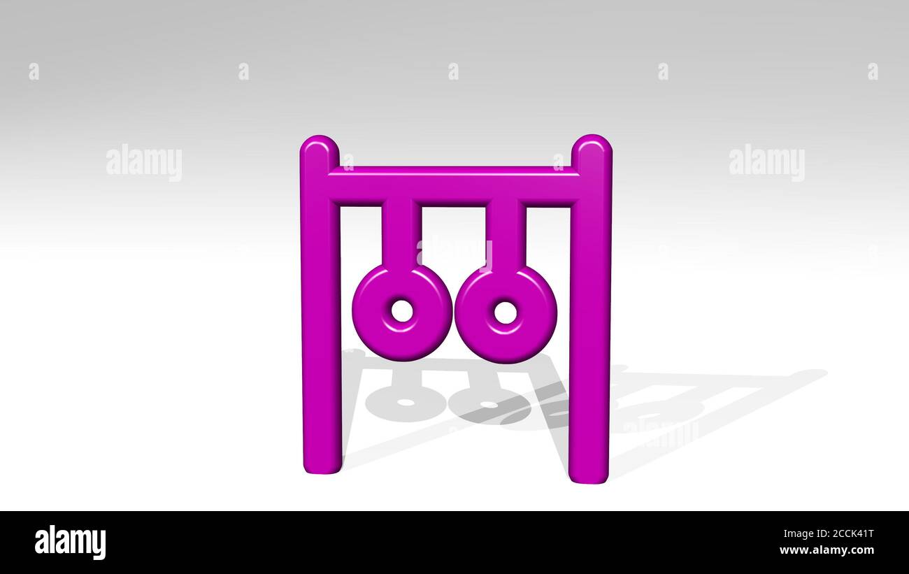 gymnastics acrobatic hanging 3D icon casting shadow, 3D illustration ...