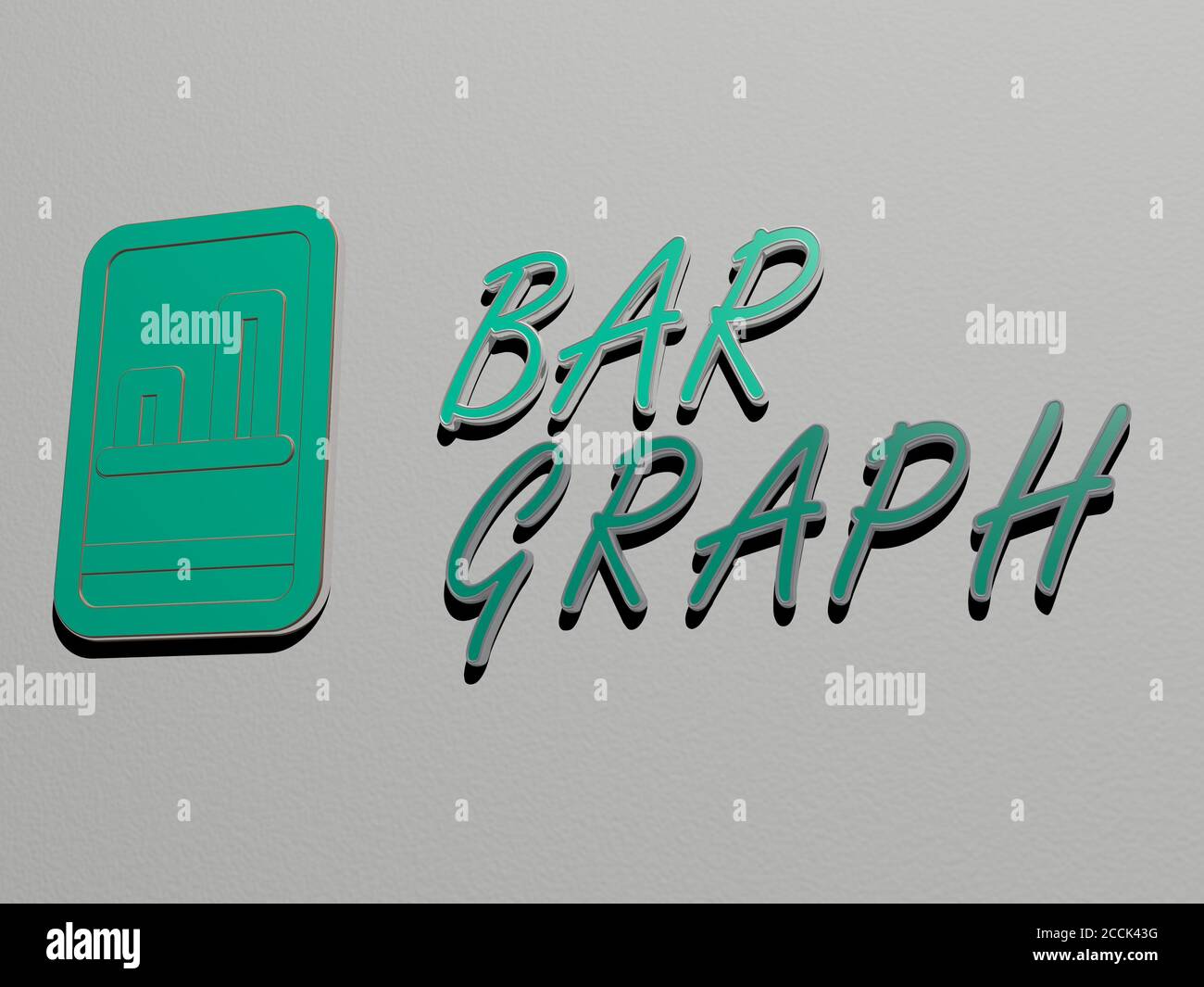 bar graph icon and text on the wall, 3D illustration Stock Photo - Alamy