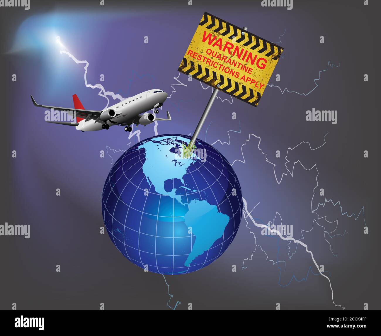 Warning quarantine restrictions apply sign relating to countries ...