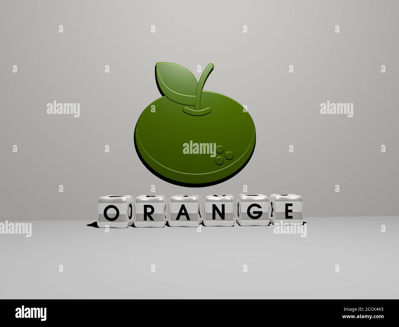 ORANGE 3D icon on the wall and cubic letters on the floor, 3D ...