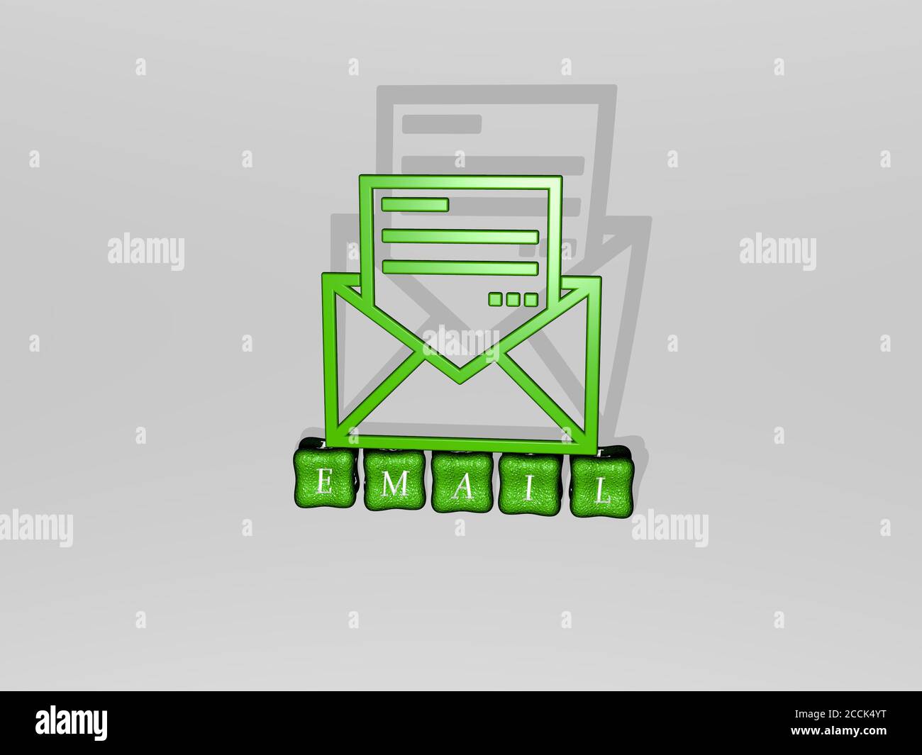 email 3D icon on cubic text, 3D illustration Stock Photo - Alamy