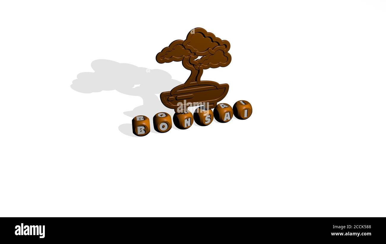 bonsai 3D icon over cubic letters, 3D illustration Stock Photo - Alamy