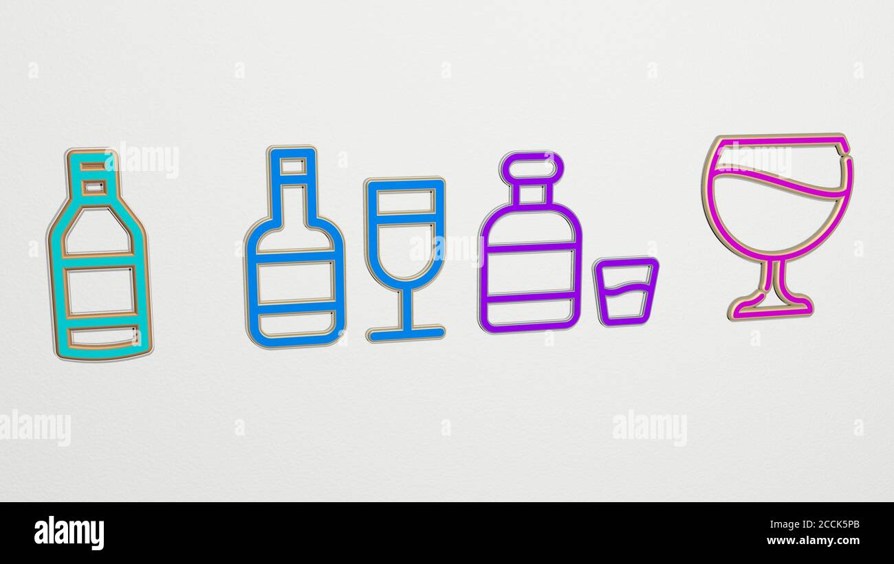 ALCOHOL 4 icons set, 3D illustration Stock Photo - Alamy