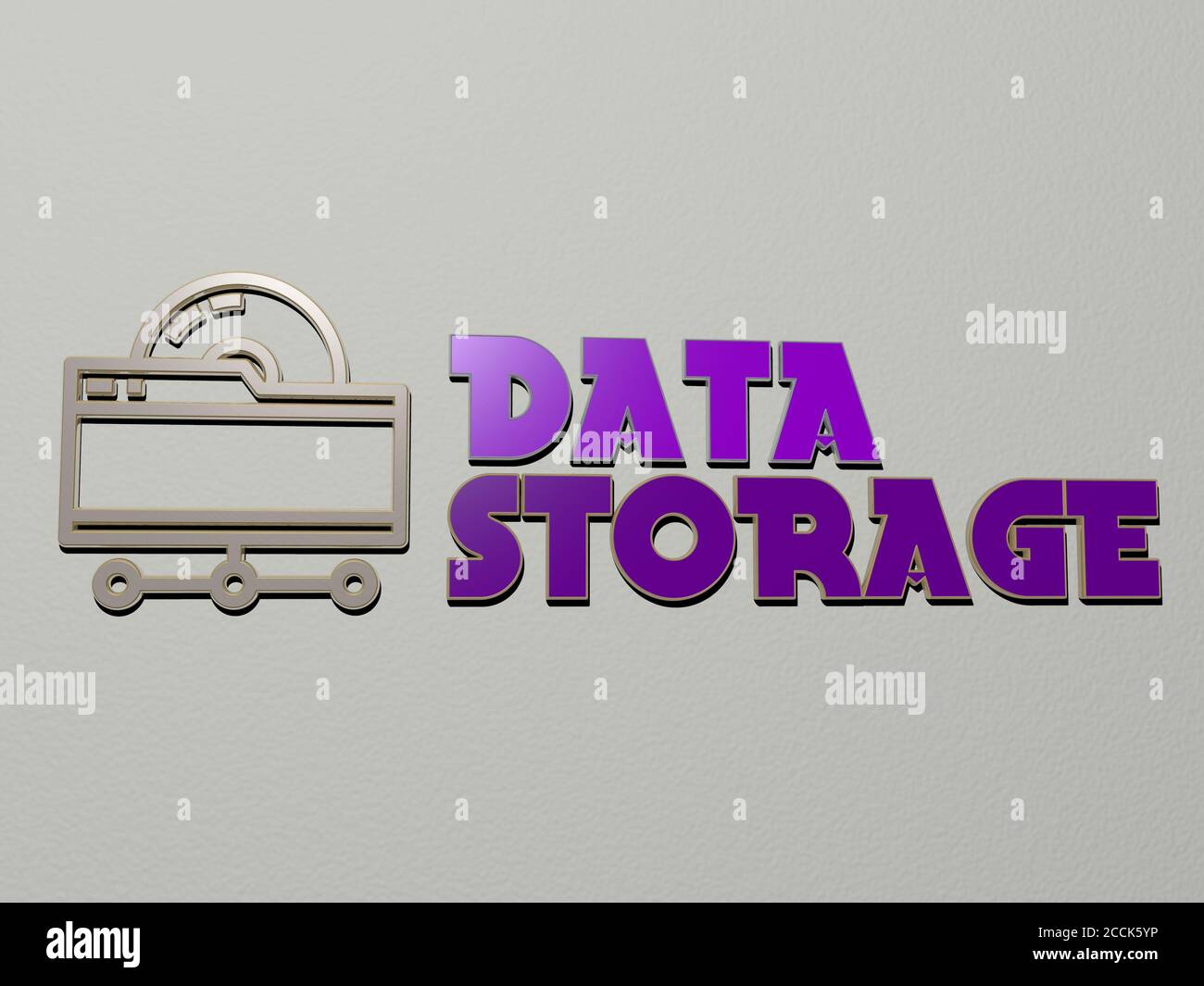 data storage icon and text on the wall, 3D illustration Stock Photo - Alamy