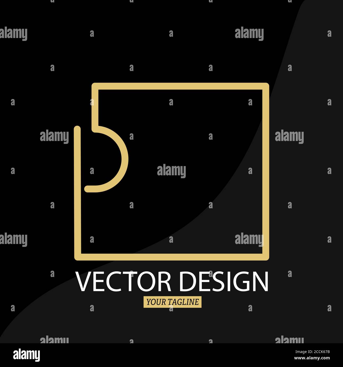 Stylized letter P with a square frame. Vector template for logo, label ...