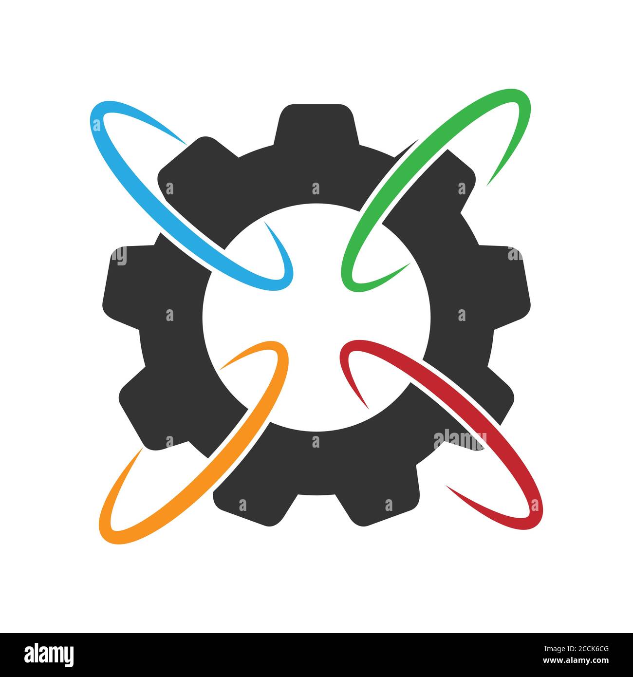 Gear and rings. Simple vector illustration, flat design Stock Vector ...