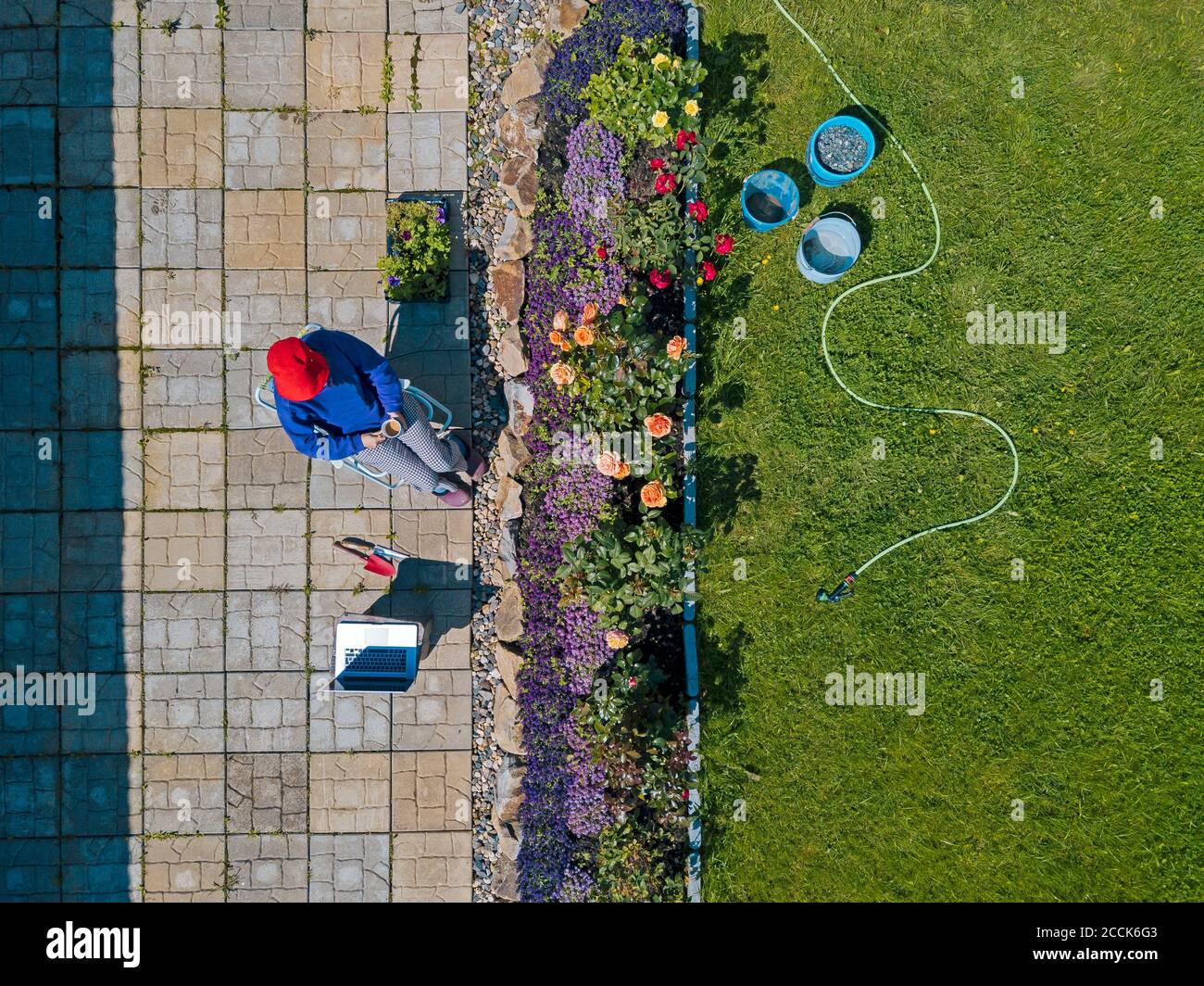 Aerial view garden terrace hi-res stock photography and images - Alamy