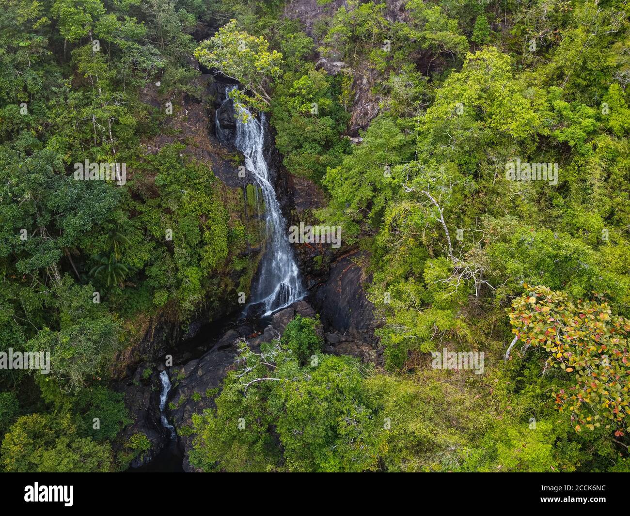 Myanmar, Mergui or Myeik Archipelago, Dome island, Waterfall in ...