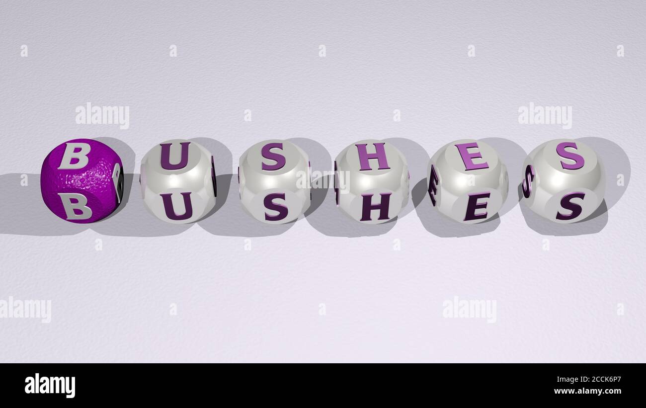 bushes text of cubic individual letters, 3D illustration Stock Photo ...