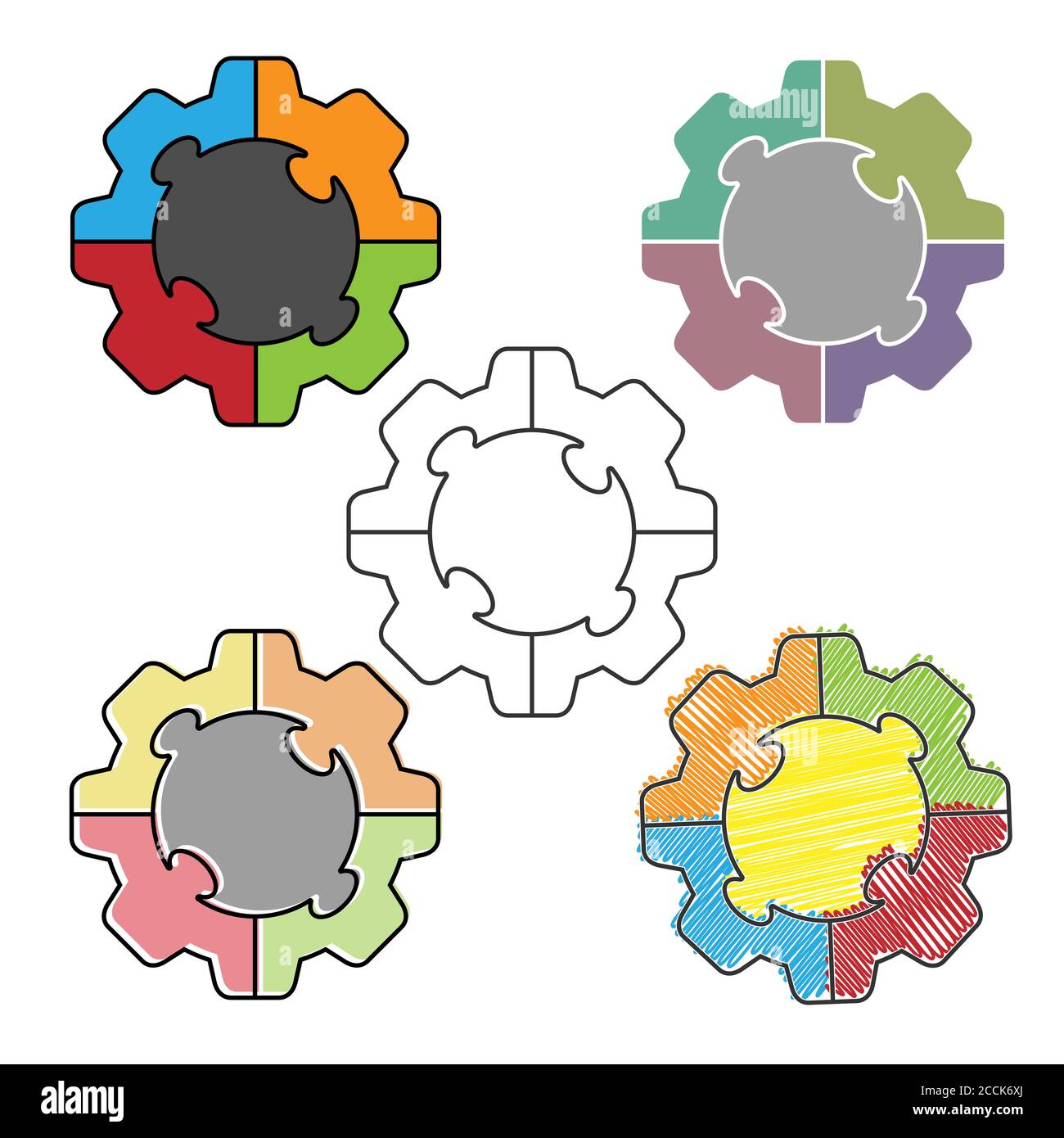 set of gears. Simple vector illustration, flat design Stock Vector ...