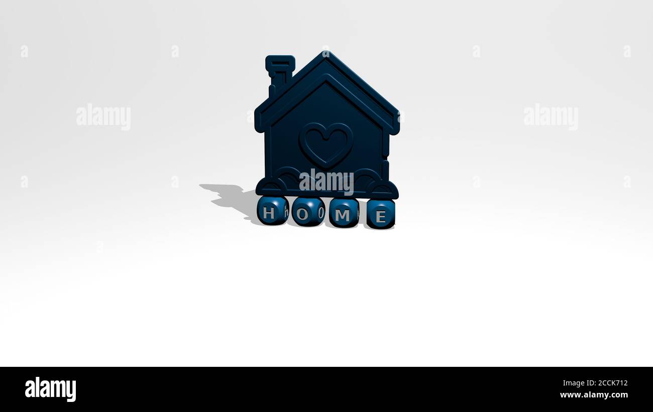 HOME 3D icon over cubic letters, 3D illustration Stock Photo - Alamy