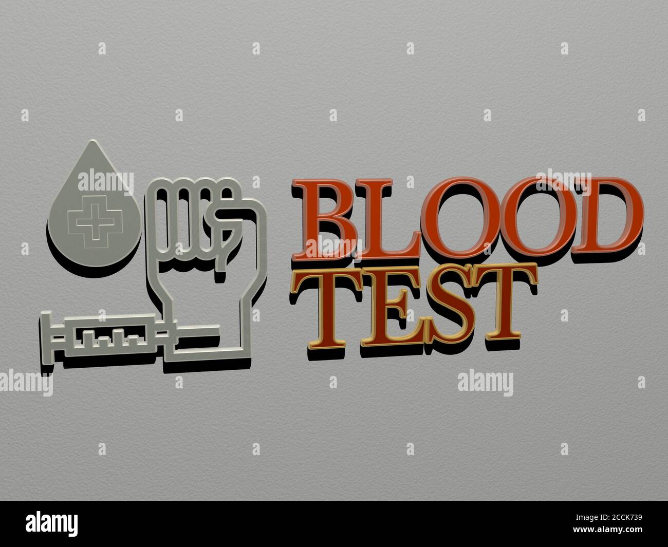 blood test icon and text on the wall, 3D illustration Stock Photo - Alamy