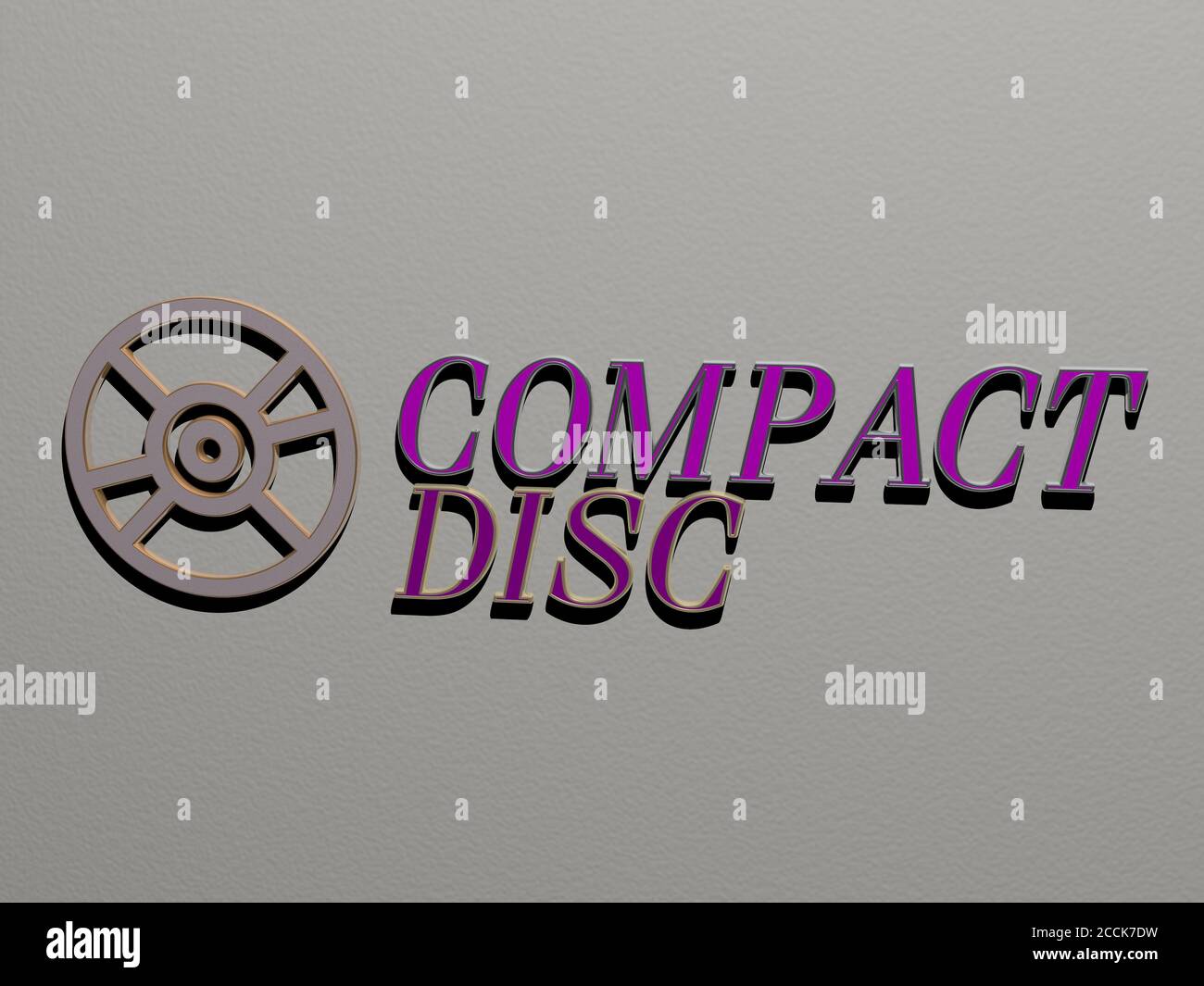 compact disc icon and text on the wall, 3D illustration Stock Photo - Alamy