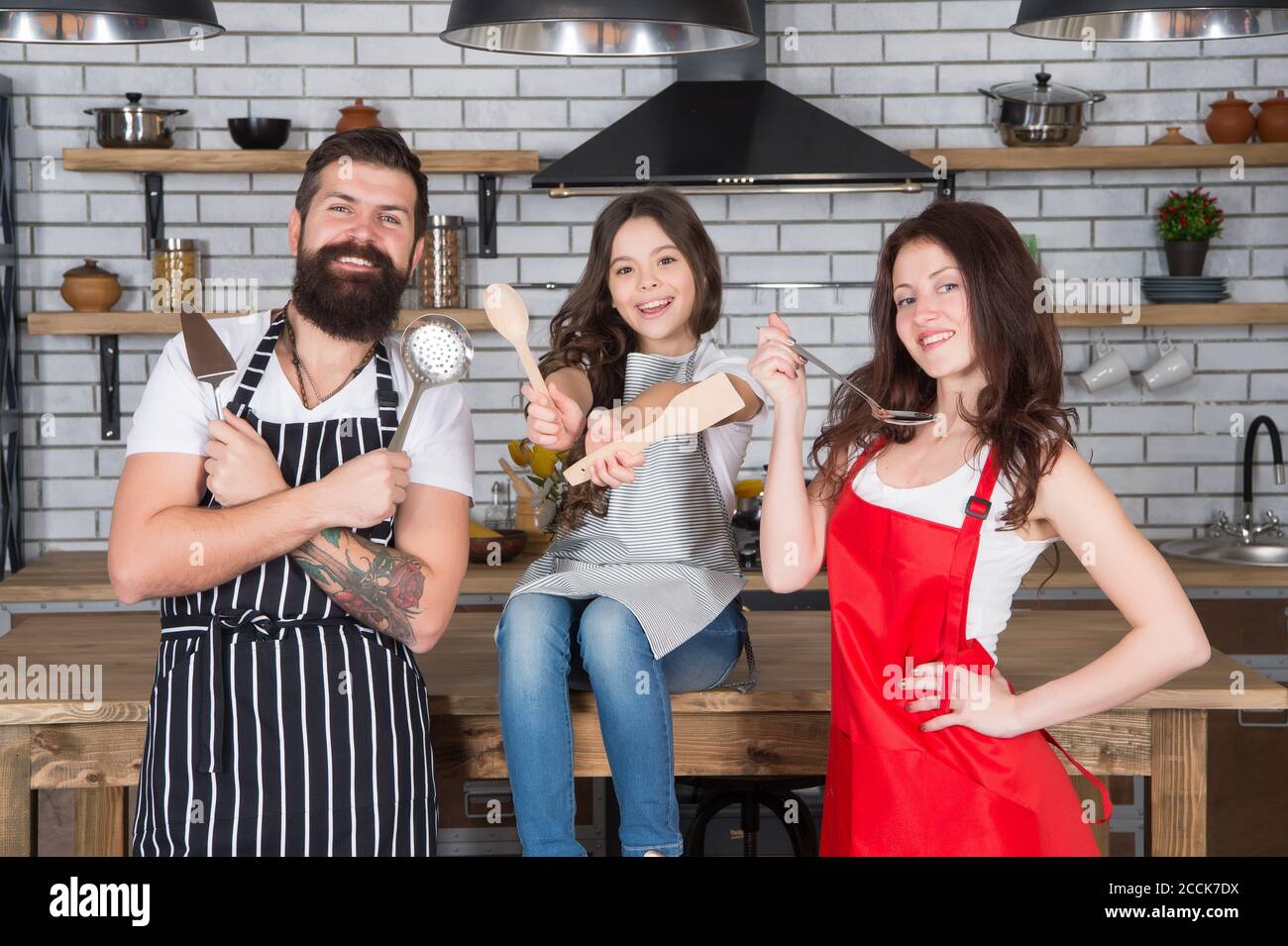 Happy family cooking holiday meals together, culinary recipe concept ...