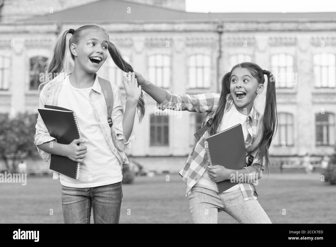 Happy schoolmates. School camp. Modern education. Teens with backpacks ...