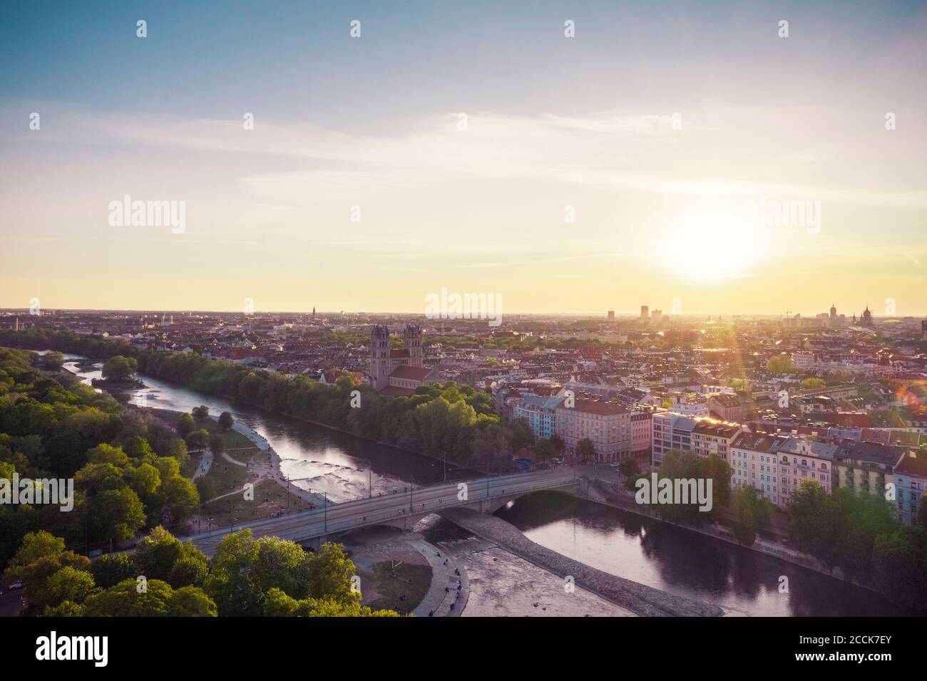 Aerial view of Munich during sunset, Bavaria, Munich Stock Photo - Alamy