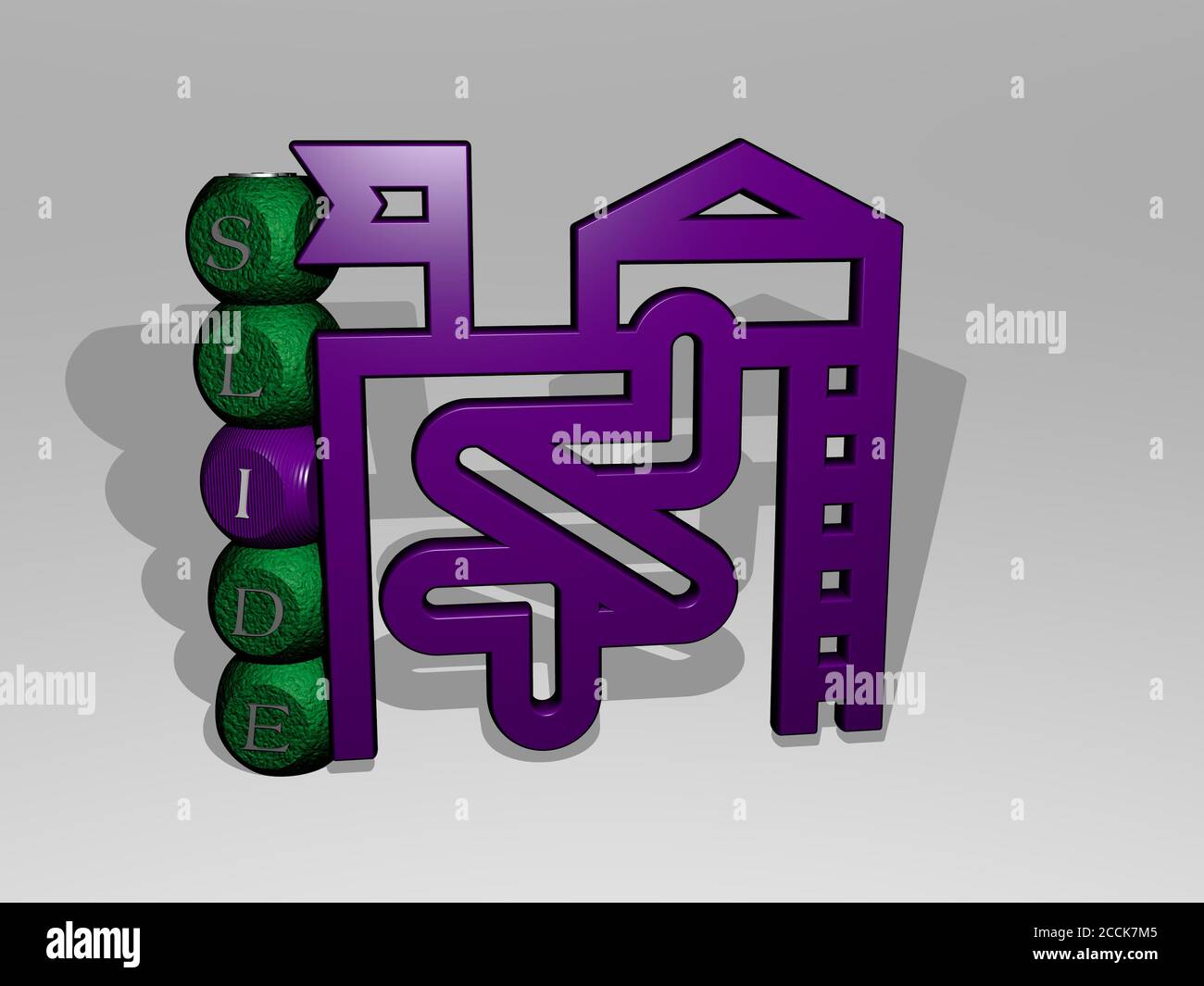 slide 3D icon and dice letter text, 3D illustration Stock Photo - Alamy