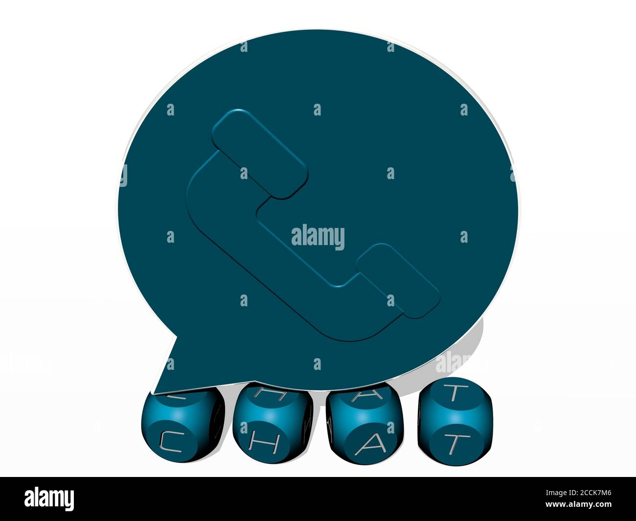 chat cubic letters with 3D icon on the top, 3D illustration Stock Photo ...