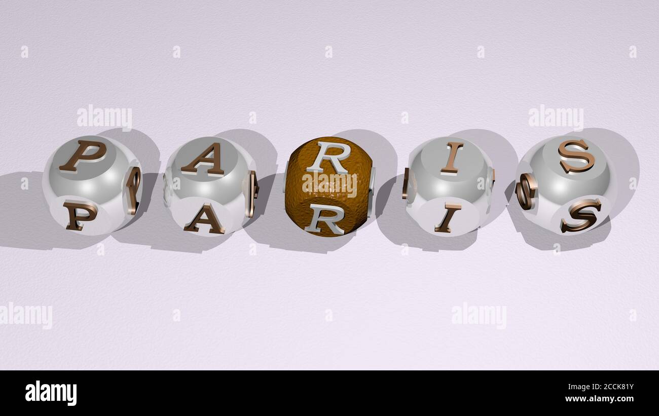 PARIS text of cubic individual letters, 3D illustration Stock Photo - Alamy