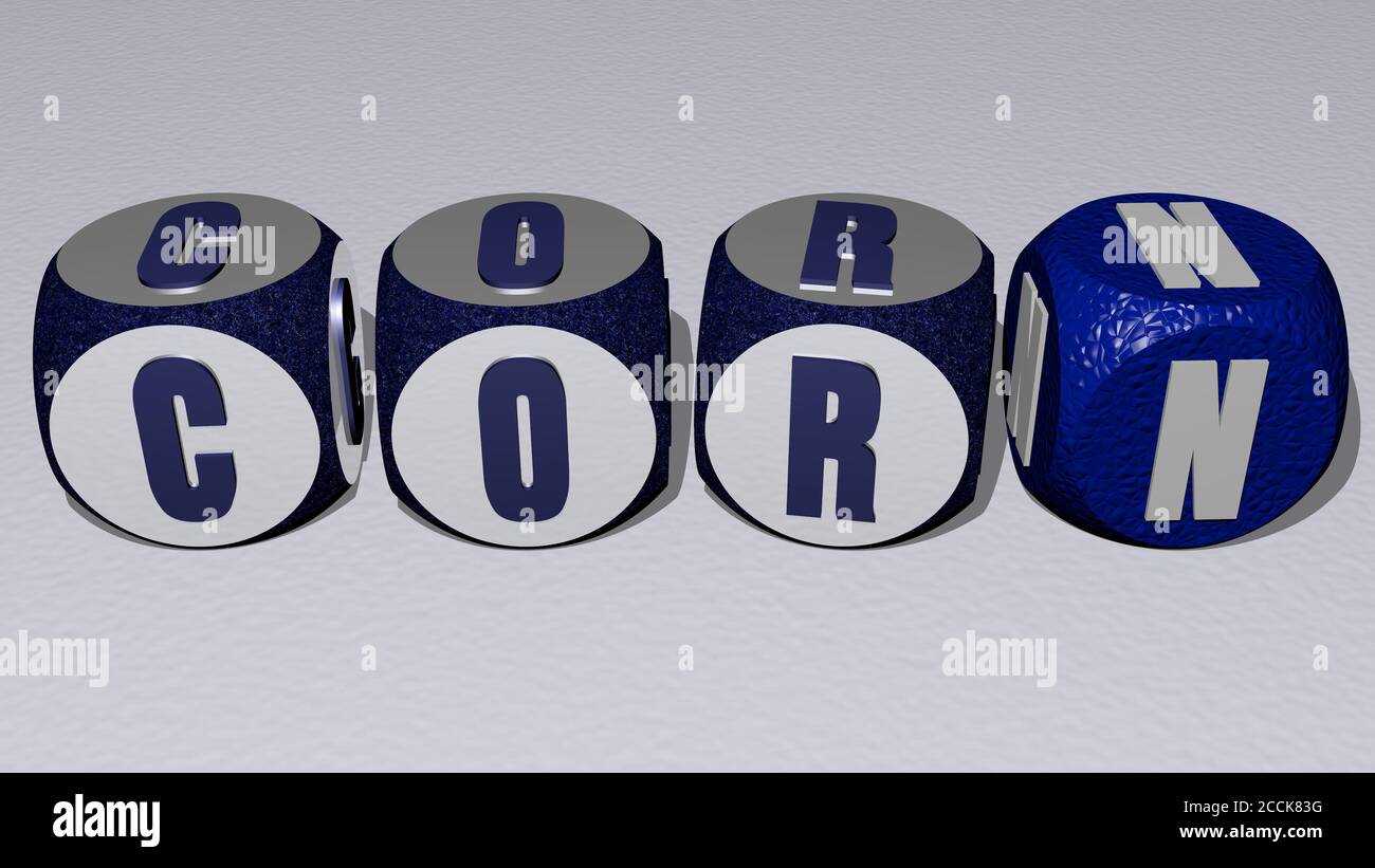 combination of corn built by cubic letters from the top perspective ...